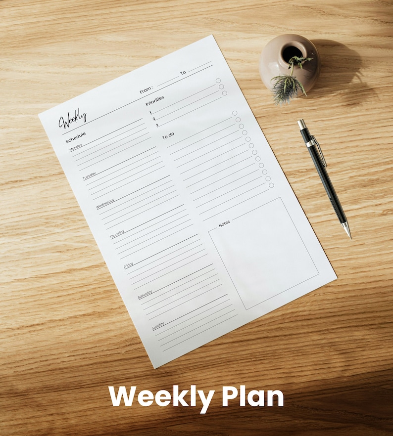 Weekly Plan Printable Template, Goal Setting, Progress Tracker, Habit ...