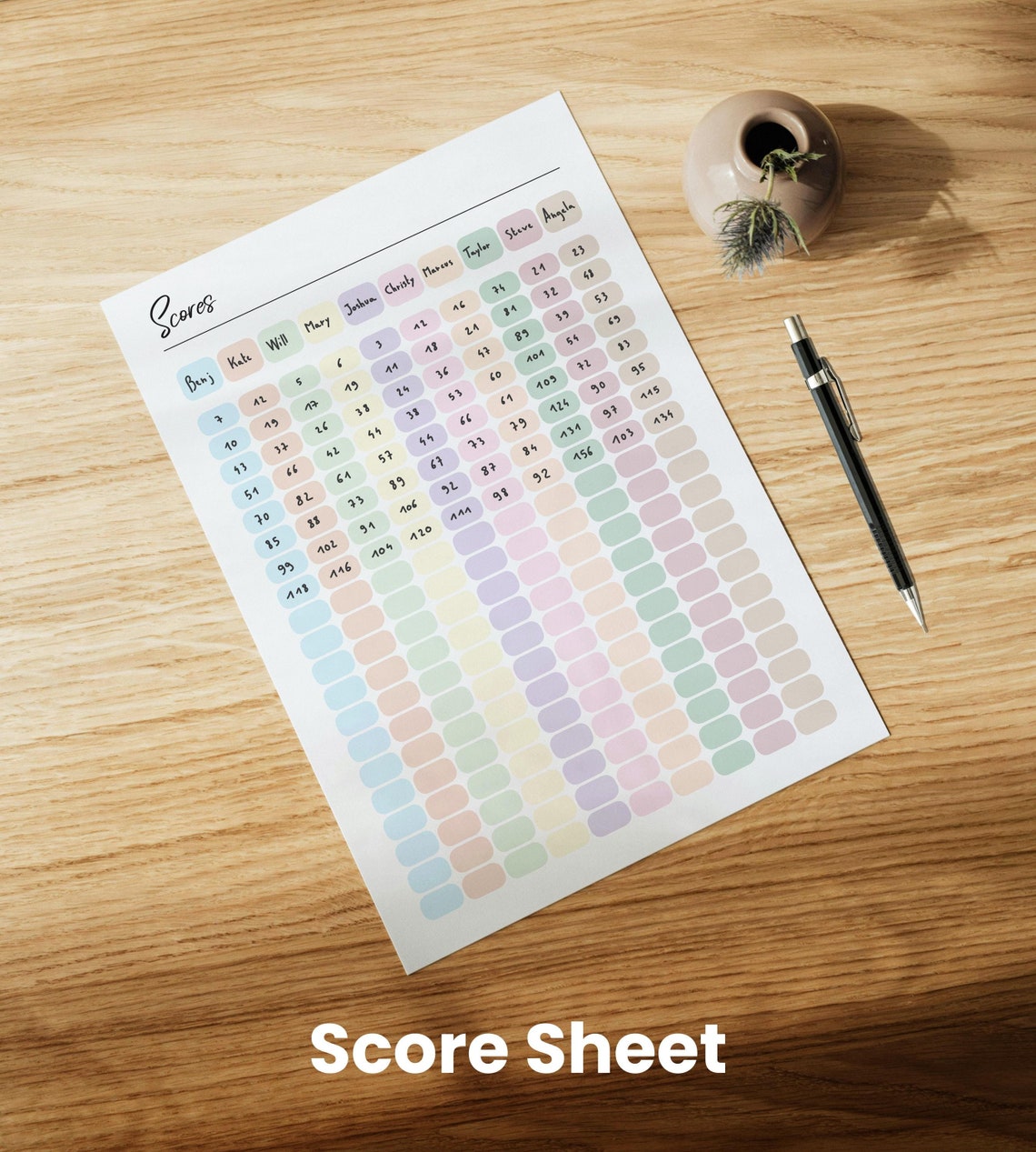 Score Sheet Printable, Game Score Tracker, Player Score List, Board ...