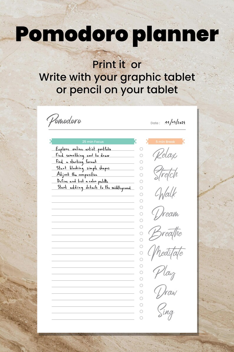 Pomodoro Planner Printable, to Do List, Progress Tracker, Task Manager ...