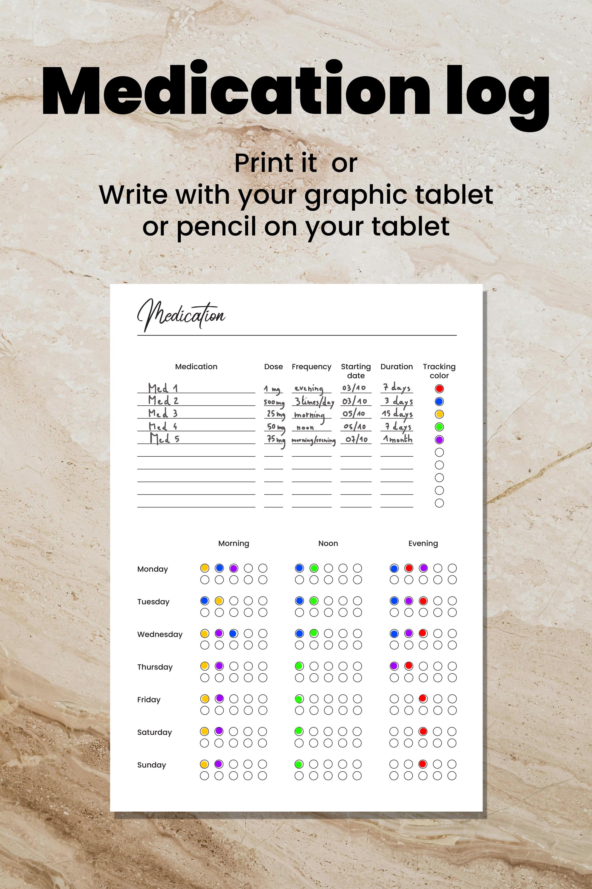 Medication Log Printable, Medication Tracker, Medication List ...