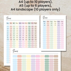 Score Sheet Printable, Game Score Tracker, Player Score List, Board ...