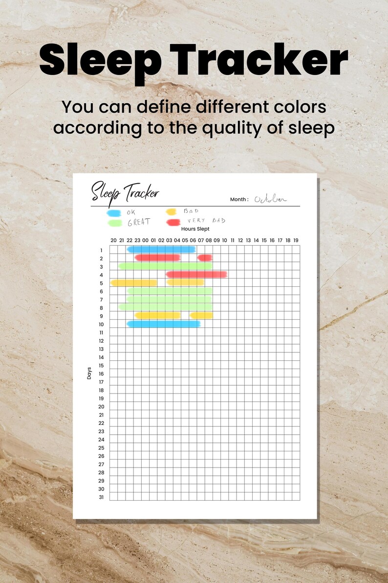 Sleep Tracker Printable, Goal Setting, Progress Tracker, Habit Forming ...