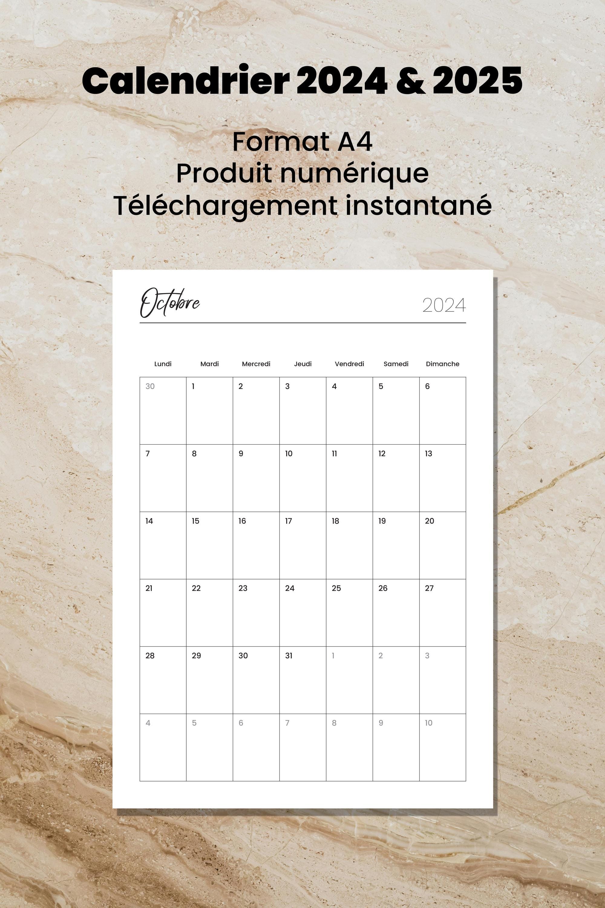 2024 & 2025 French Calendar Printable, Agenda, Minimalist, Yearly ...