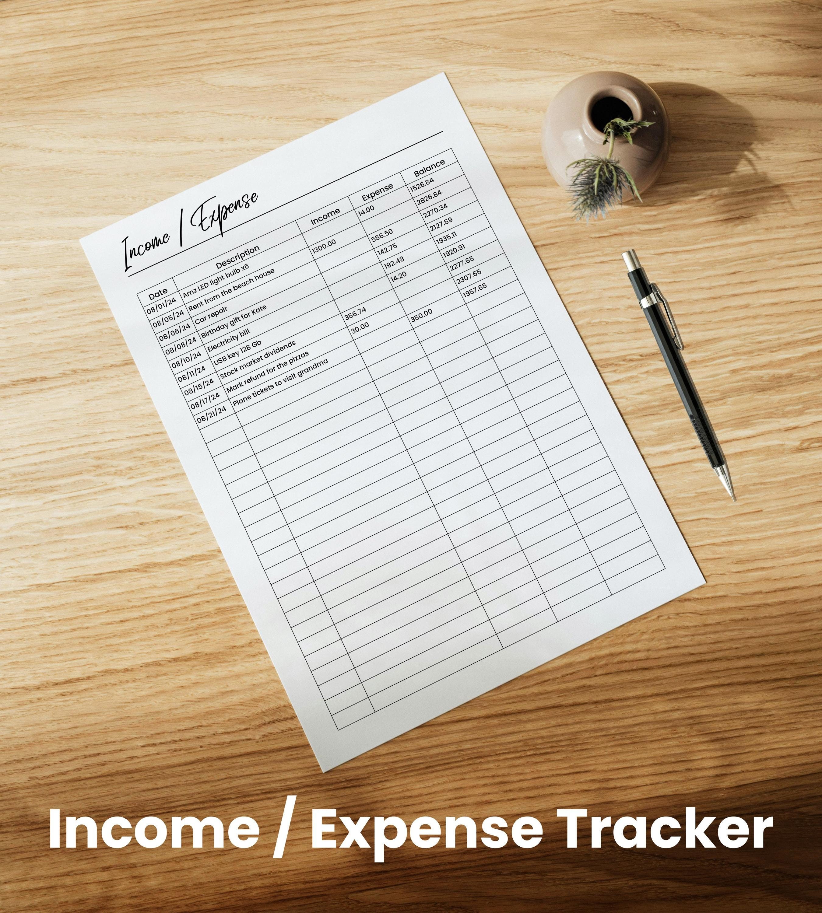 Income Expense Tracker Printable, Money Tracker, Budget Planner ...
