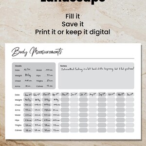 Body Measurements Printable Template, Goal Setting, Weight Progress ...