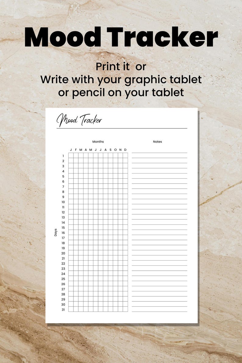 Mood Tracker Printable, Goal Setting, Progress Tracker, Habit Forming ...