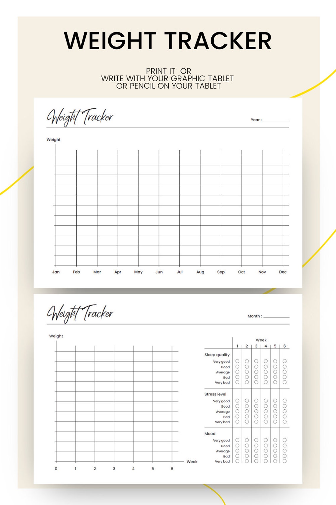 Weight Tracker Printable, Goal Setting, Progress Tracker, Habit Forming ...