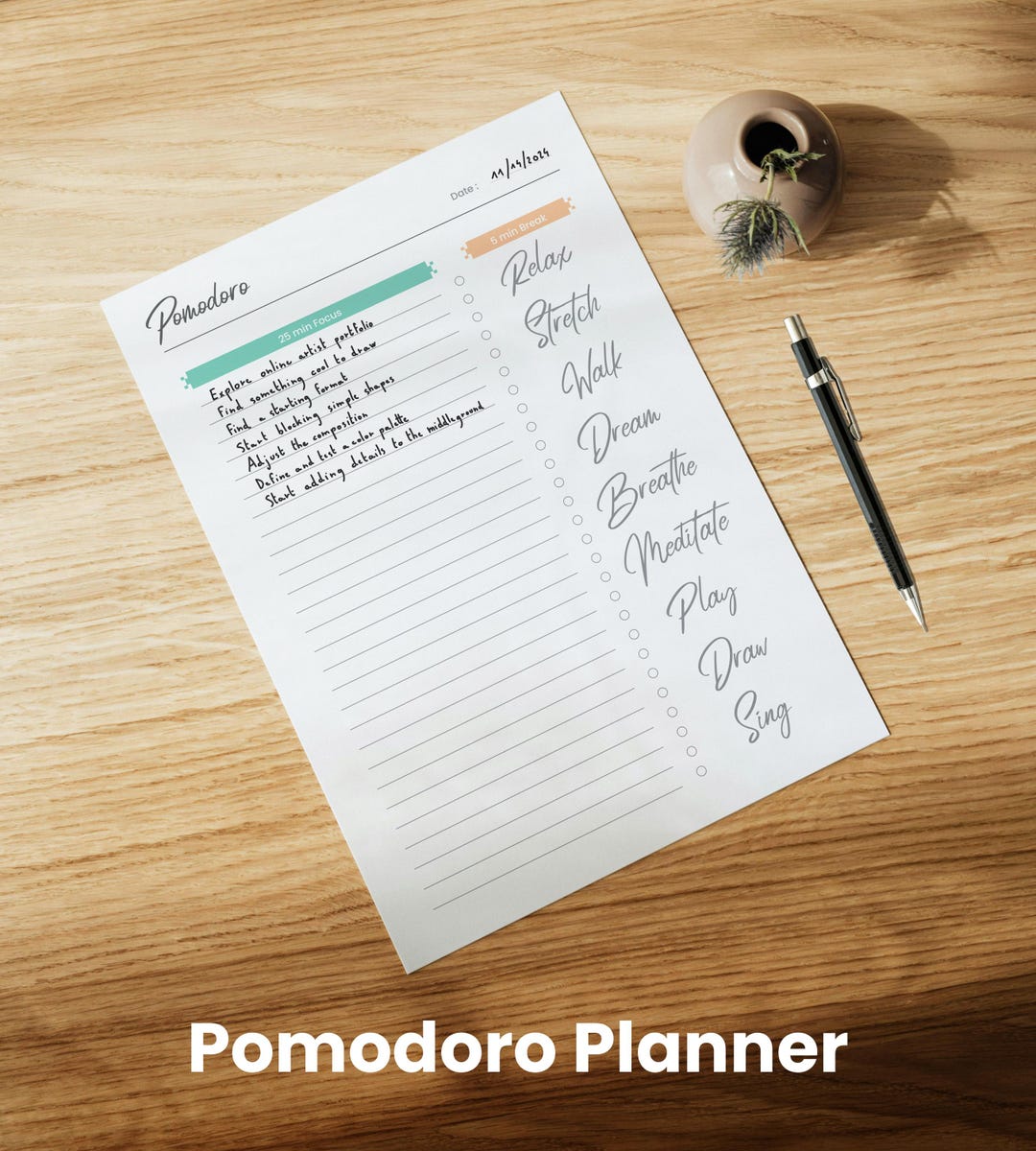 Pomodoro Planner Printable, to Do List, Progress Tracker, Task Manager ...