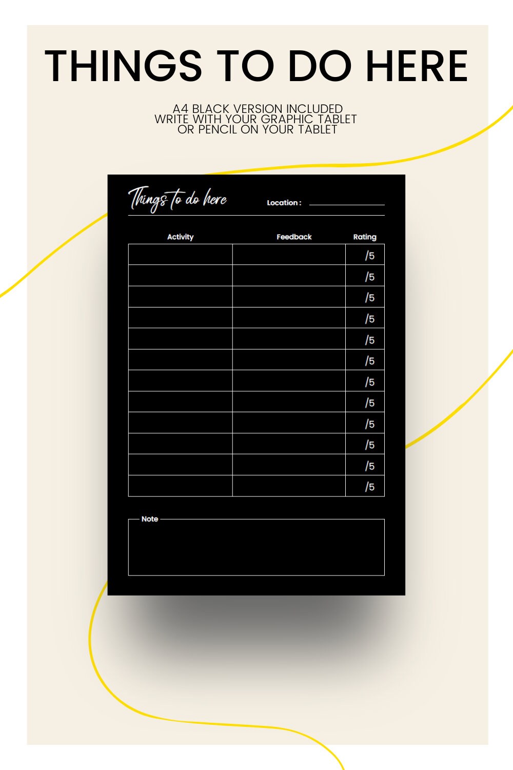 Things to Do Here Printable Template, Goal Setting, Activity Tracker ...