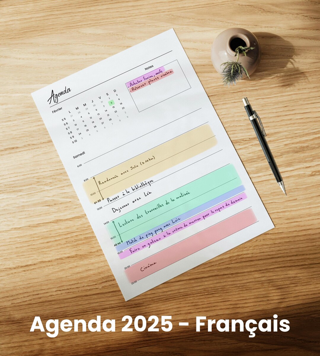 Agenda 2025 French Printable, Schedule, Daily Planner, to Do List, A4 ...
