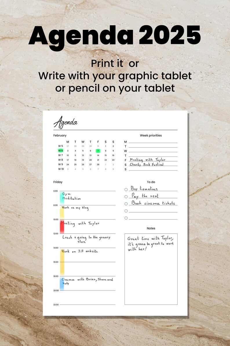 Agenda 2025 Printable, Daily Planner, Goal Setting, to Do List, Meeting ...
