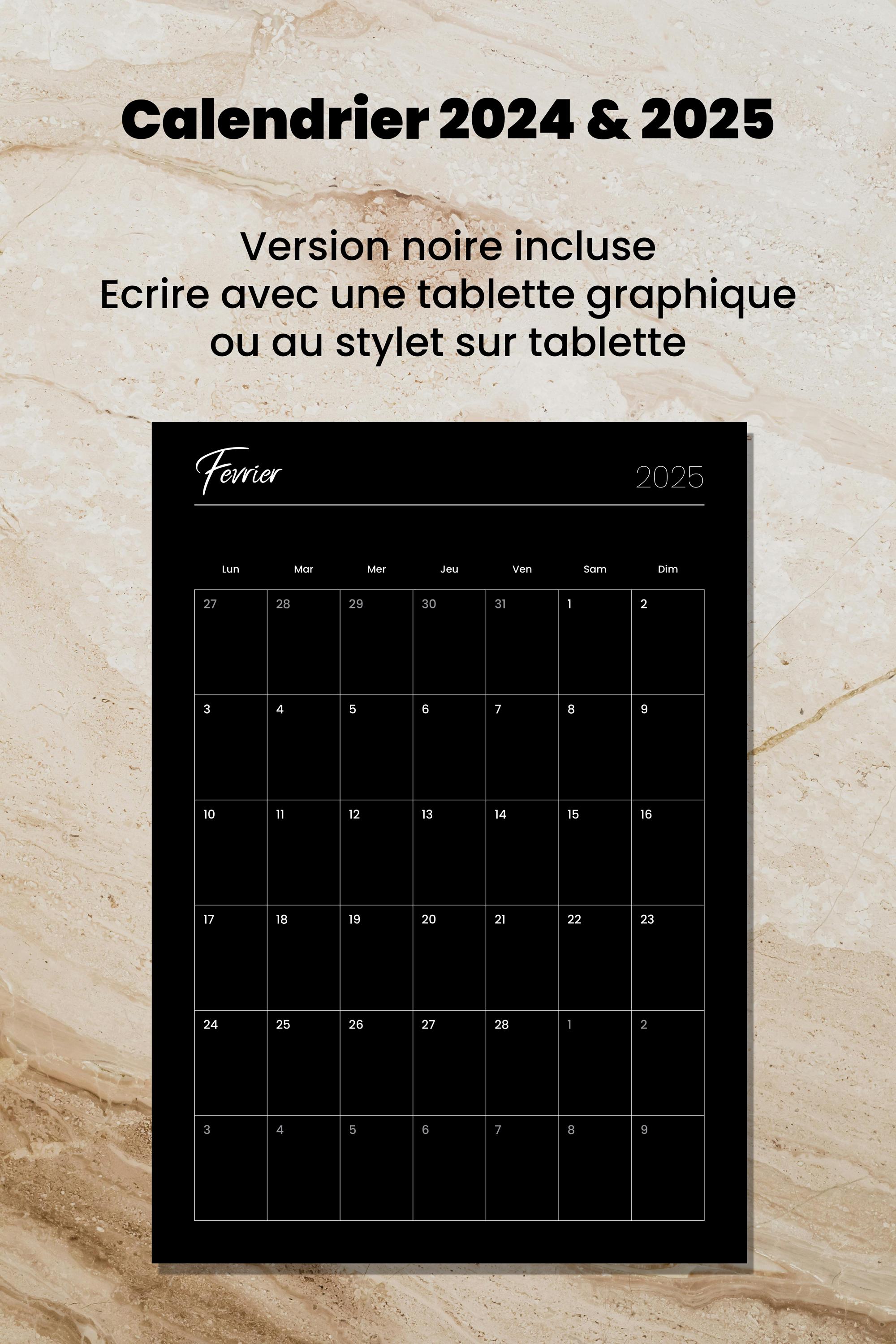 2024 & 2025 French Calendar Printable, Agenda, Minimalist, Yearly ...