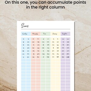 Score Sheet Printable, Game Score Tracker, Player Score List, Board ...