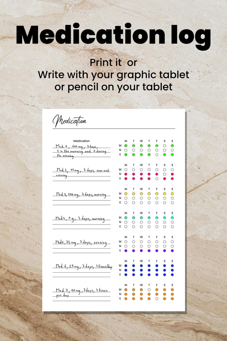 Medication Log Printable, Medication Tracker, Medication List ...