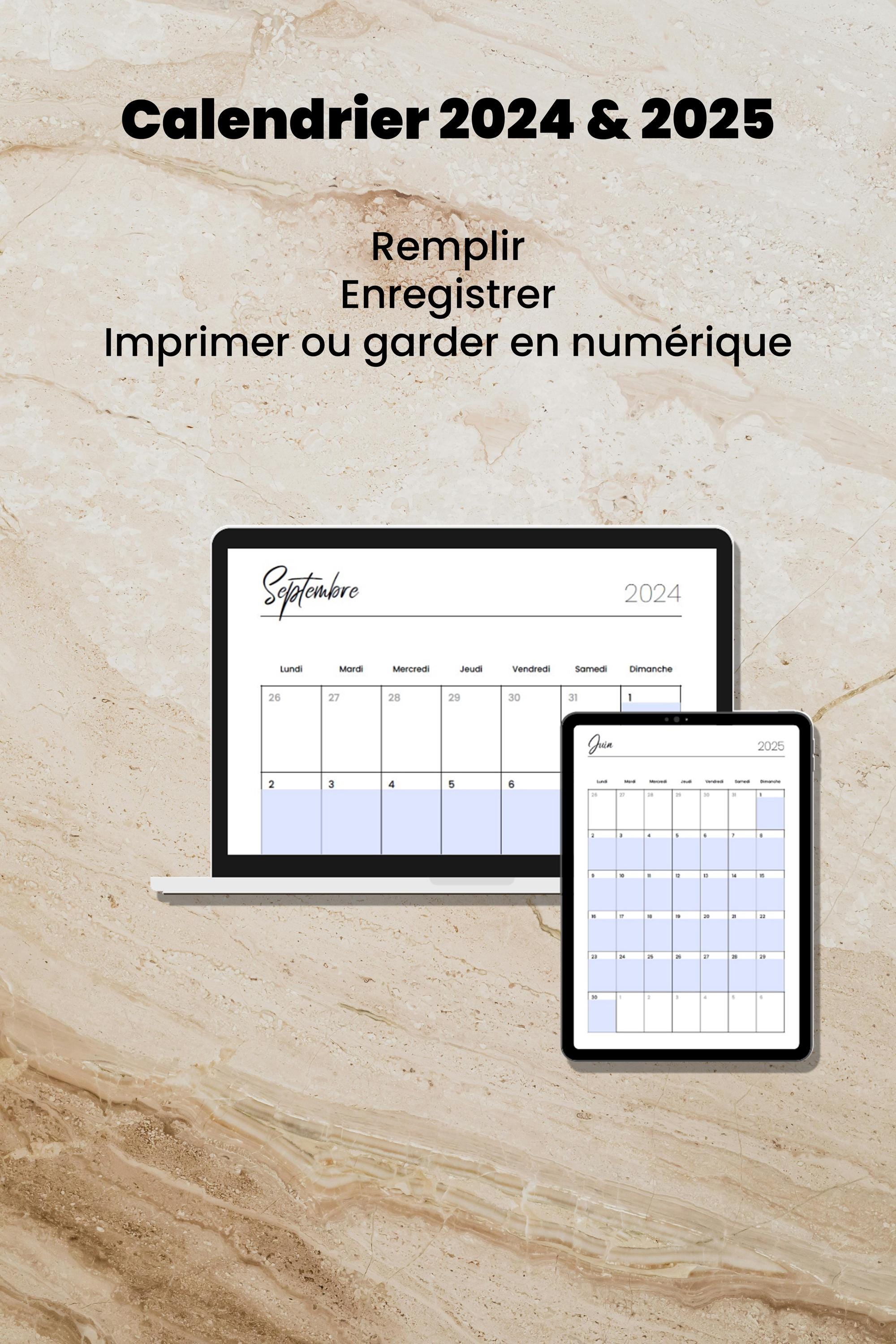 2024 & 2025 French Calendar Printable, Agenda, Minimalist, Yearly ...
