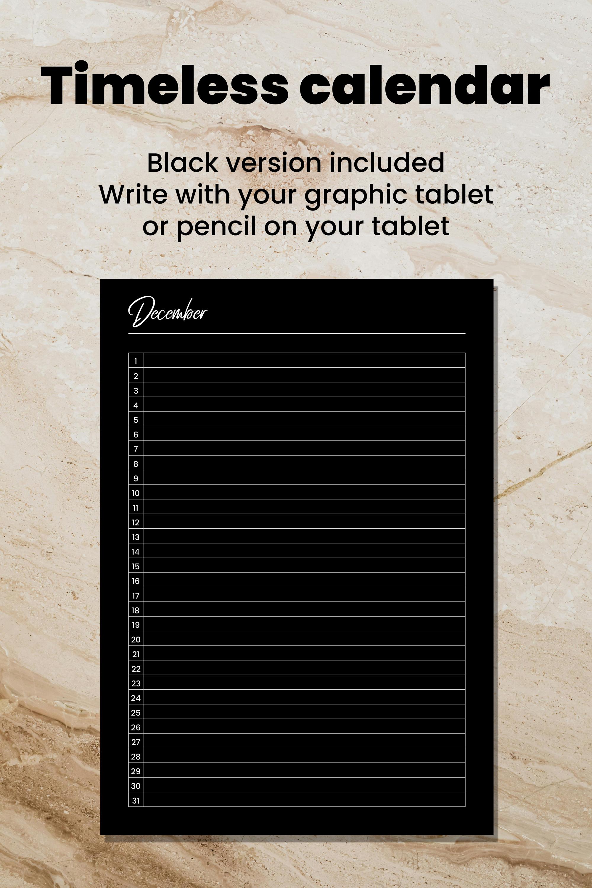 Timeless Calendar Printable, Agenda, Appointment Setting, Schedule ...