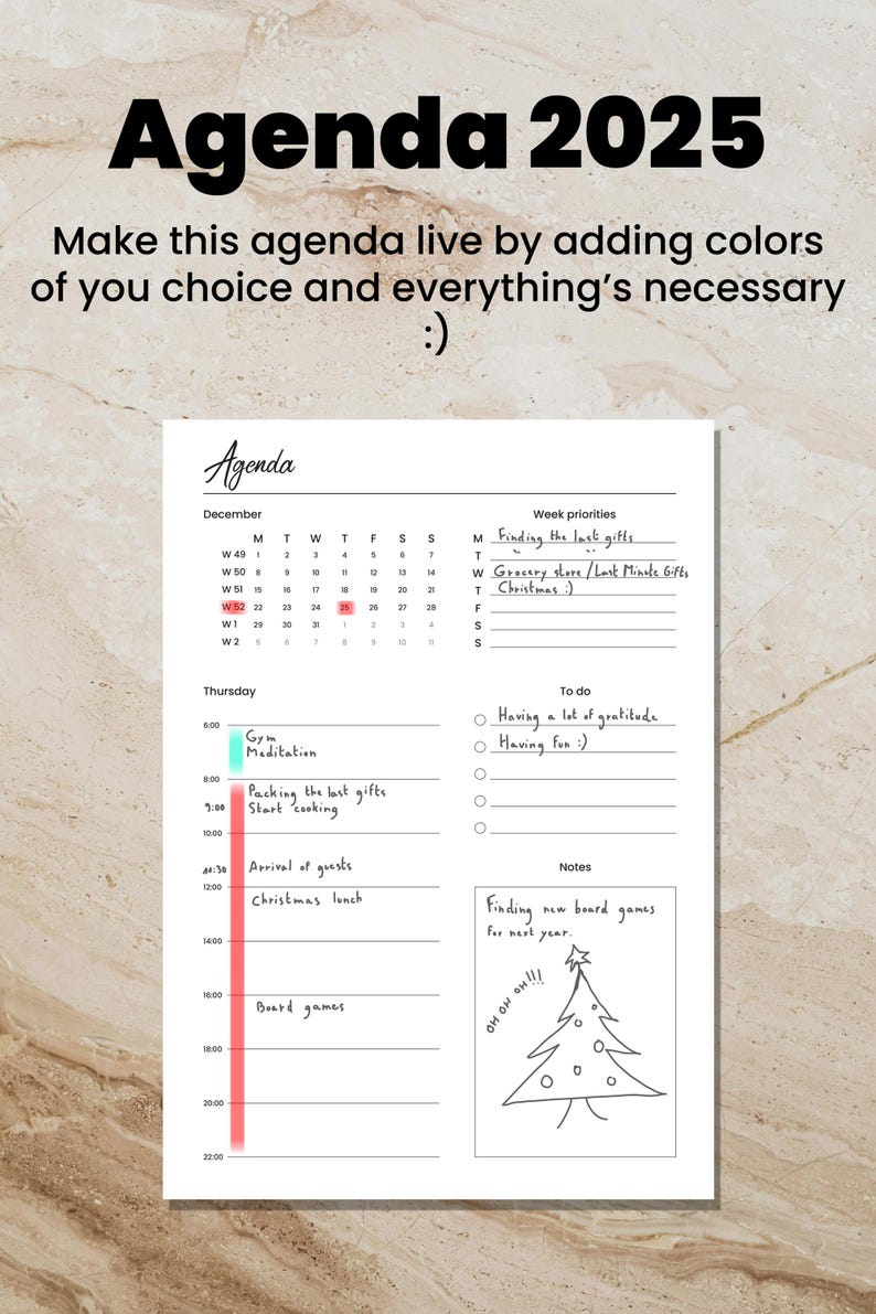 Agenda 2025 Printable, Daily Planner, Goal Setting, to Do List, Meeting ...