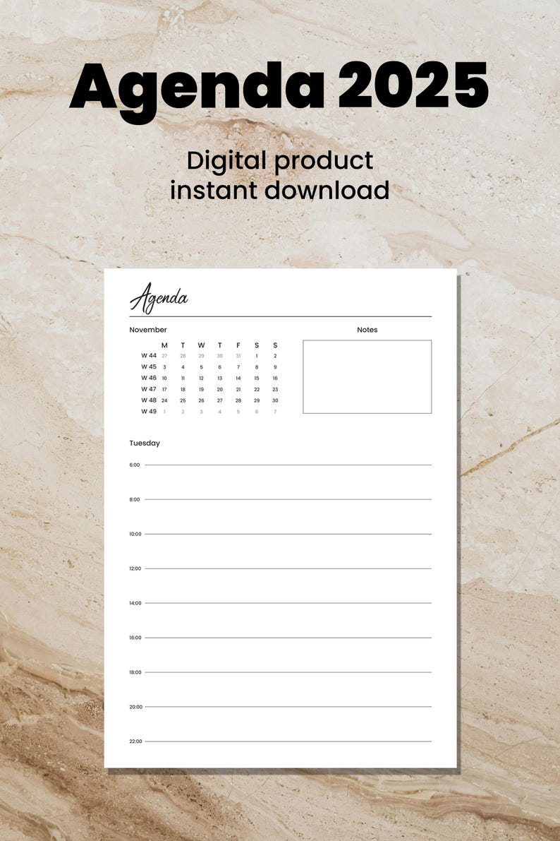 Agenda 2025 Printable, Daily Schedule, Calendar, Meeting Reminder ...