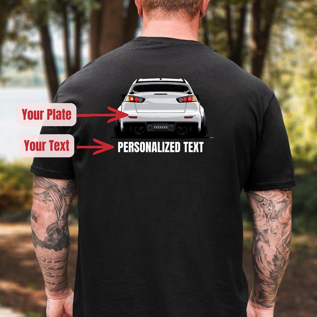 Evo Tee, Personalized Evo X JDM Tee, Evo X Back Print Tee, Custom Text ...