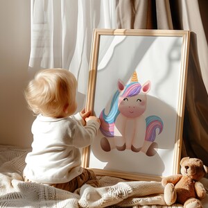 Unicorn Wall Art, Set of 6 Printable Unicorn Rainbow Art, Girls Room ...