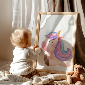 Unicorn Wall Art, Set of 6 Printable Unicorn Rainbow Art, Girls Room ...