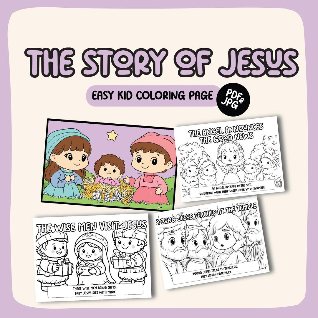 10 Pages the Story of Jesus Coloring Pages | Christian Coloring Sheets ...