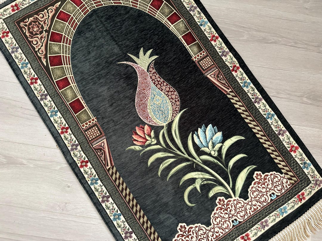 Chenille Prayer Rug: Turkish Islamic Sajjadah Janamaz (70x110 CM) - Etsy