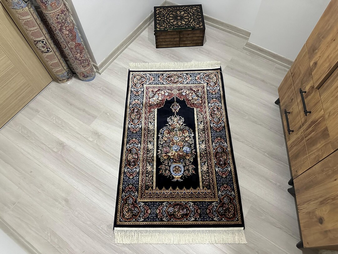 3x4 Prayer Mat Silk Rug/ Muslim Rug/ Sajjadah Silk Rug/ Turkish Carpet ...
