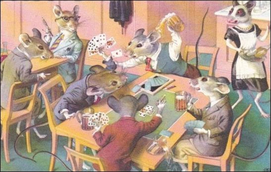 Mainzer Dressed Mice Playing Cards Vintage Postcard - Etsy