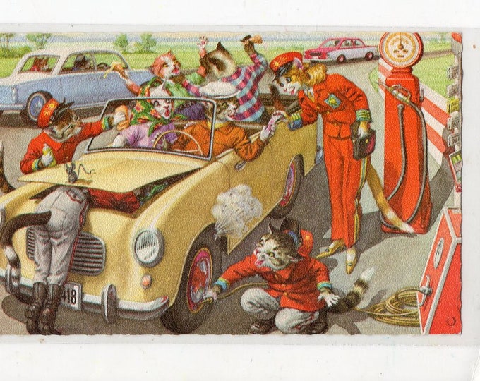 Vintage Postcard Mainzer Cat Post Card Cats at Gas - Etsy