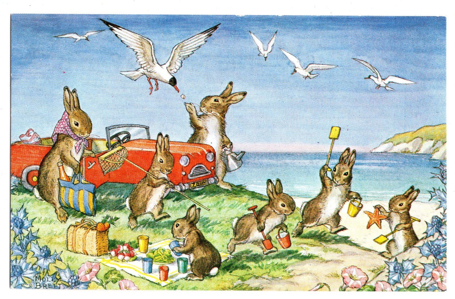 Molly Brett Vintage Postcard: Beach Bunnies by the Sea, Medici Society ...
