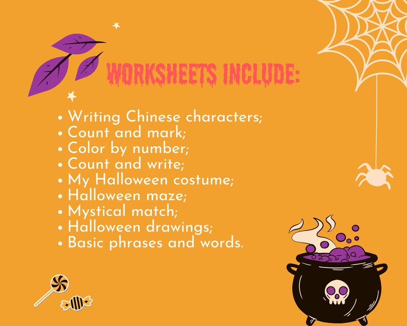 Chinese Halloween Worksheets for Kids, Chinese Characters Practice ...