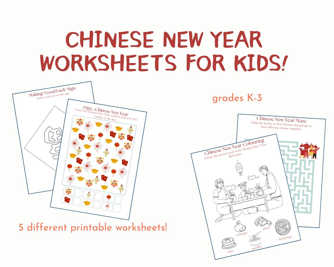 Chinese New Year Worksheets for Kids, Chinese Lesson Plan, Chinese ...
