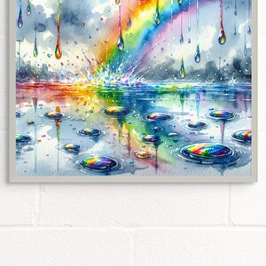 Rainbow Rain Splash Watercolor Art Print LGBTQ, Pride, Rainbow, Rain ...