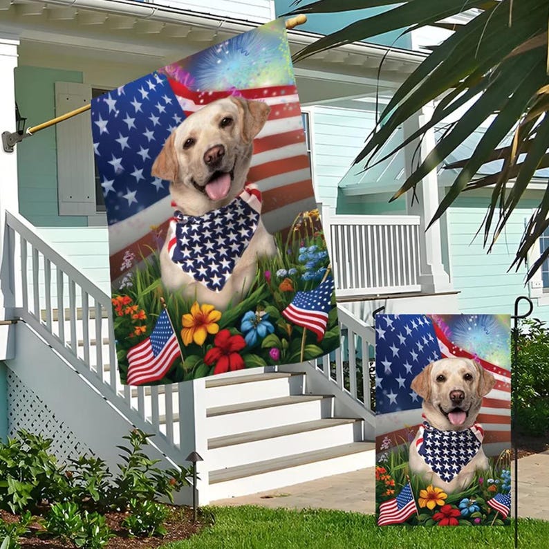 Labrador Retriever Independence Day Flag, in Garden Flag Indoor Outdoor ...