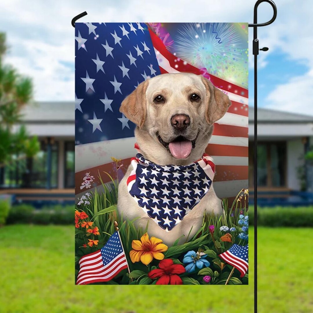 Labrador Retriever Independence Day Flag, in Garden Flag Indoor Outdoor ...