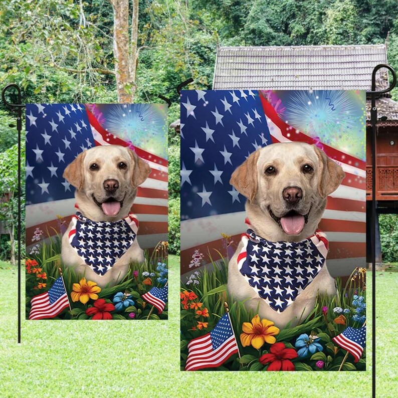 Labrador Retriever Independence Day Flag, in Garden Flag Indoor Outdoor ...