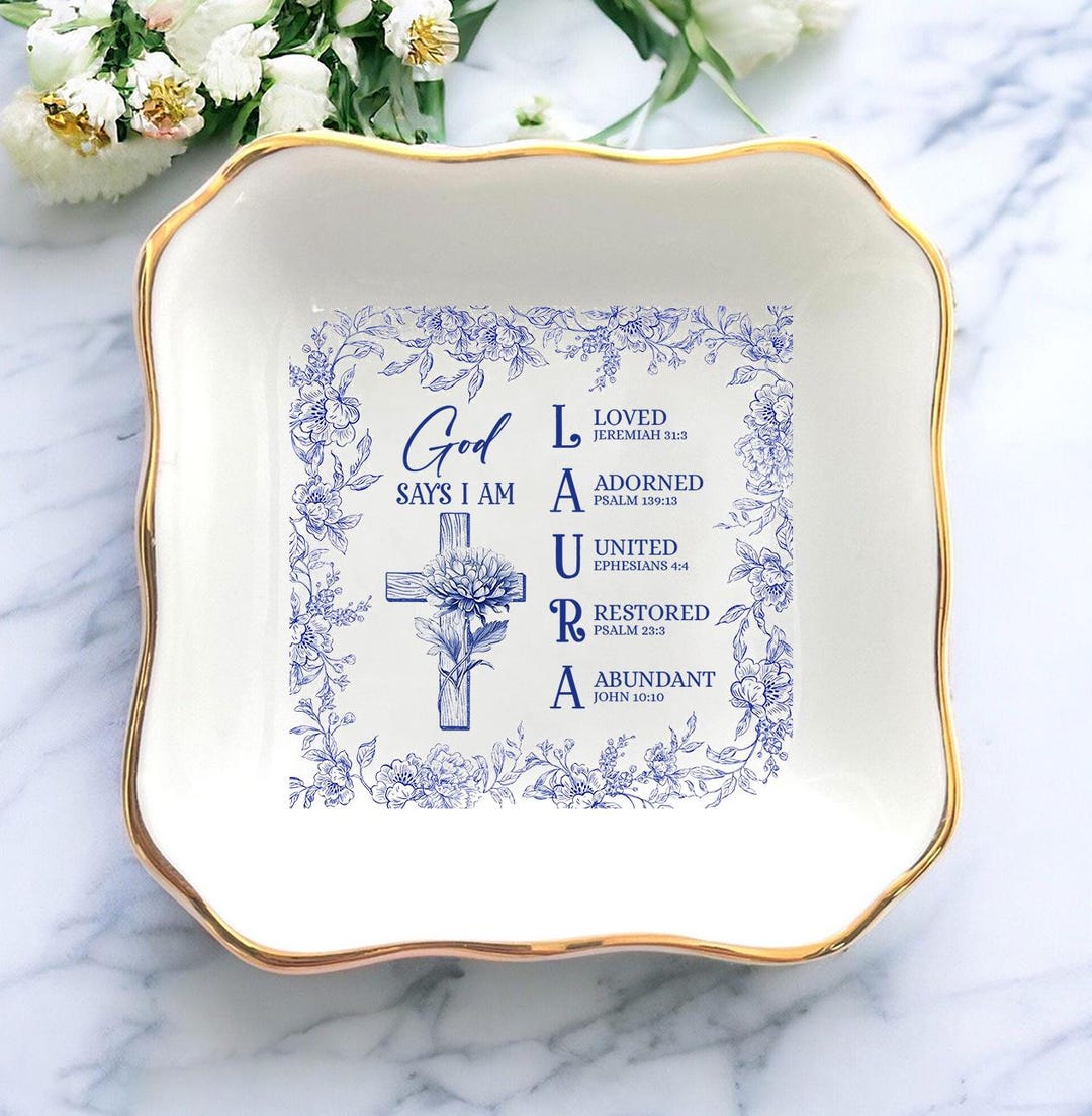 Custom Christian Name Trinket Dish, Bible Verses Gift, God Scripture ...