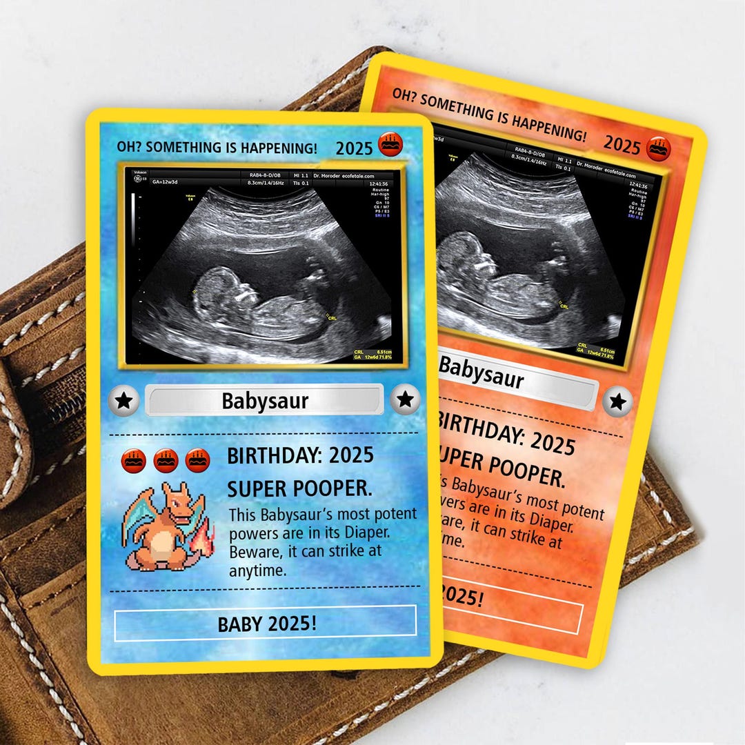 Custom Sonogram Photo Card, Pokemon Father's Day Card, Father's Day ...
