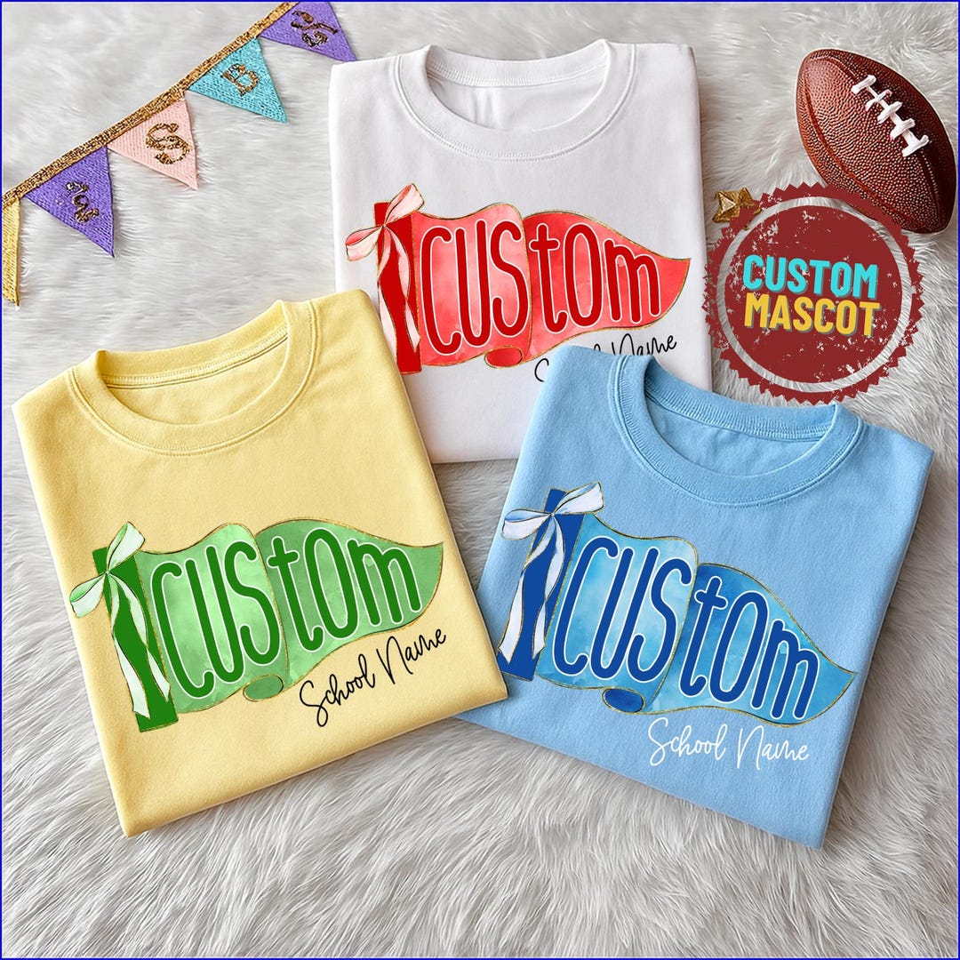 Custom Pennants Flag Shirt, Watercolor Mascot Shirt, School Spirit ...