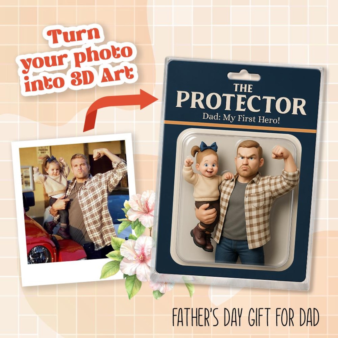 Custom Photo Dad and Kids Action Figure Block, Fathers Day Gift for Dad ...