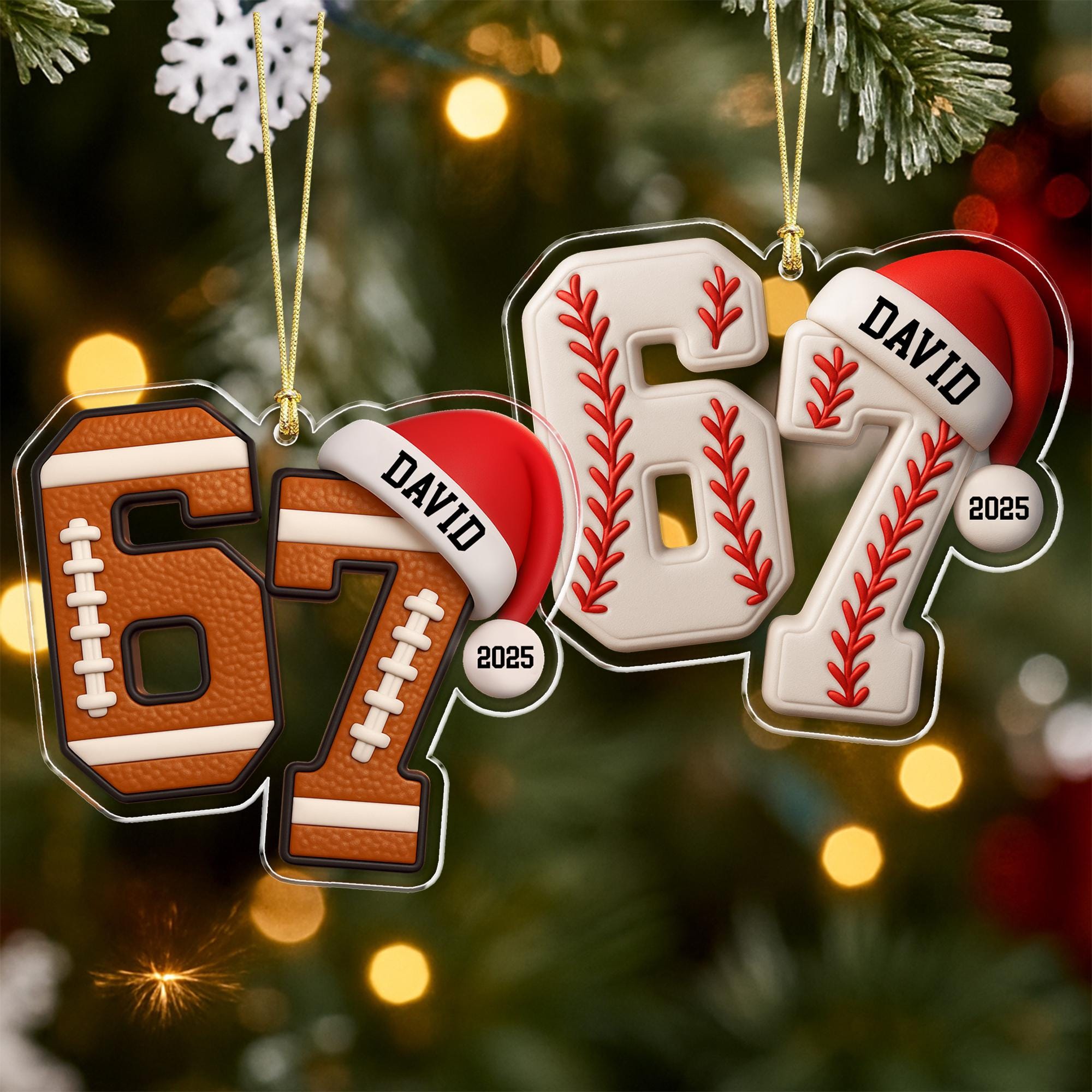 Custom Name 67 Sport Ornament, Acrylic Soccer Baseball Volleyball ...