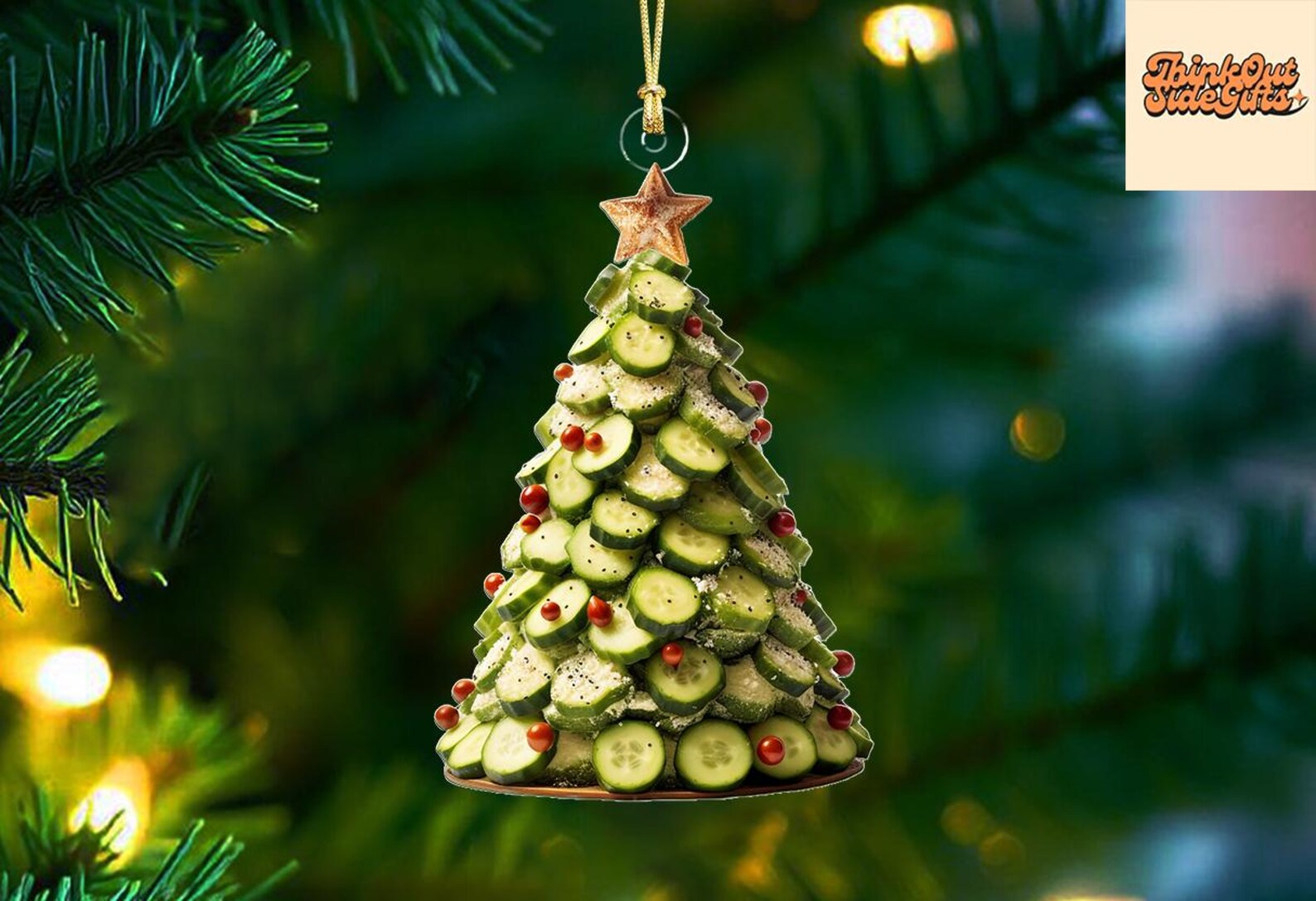 Pickles Tree Ornament, 2D Flat Pickles Ornament, Cucumber Ornament ...