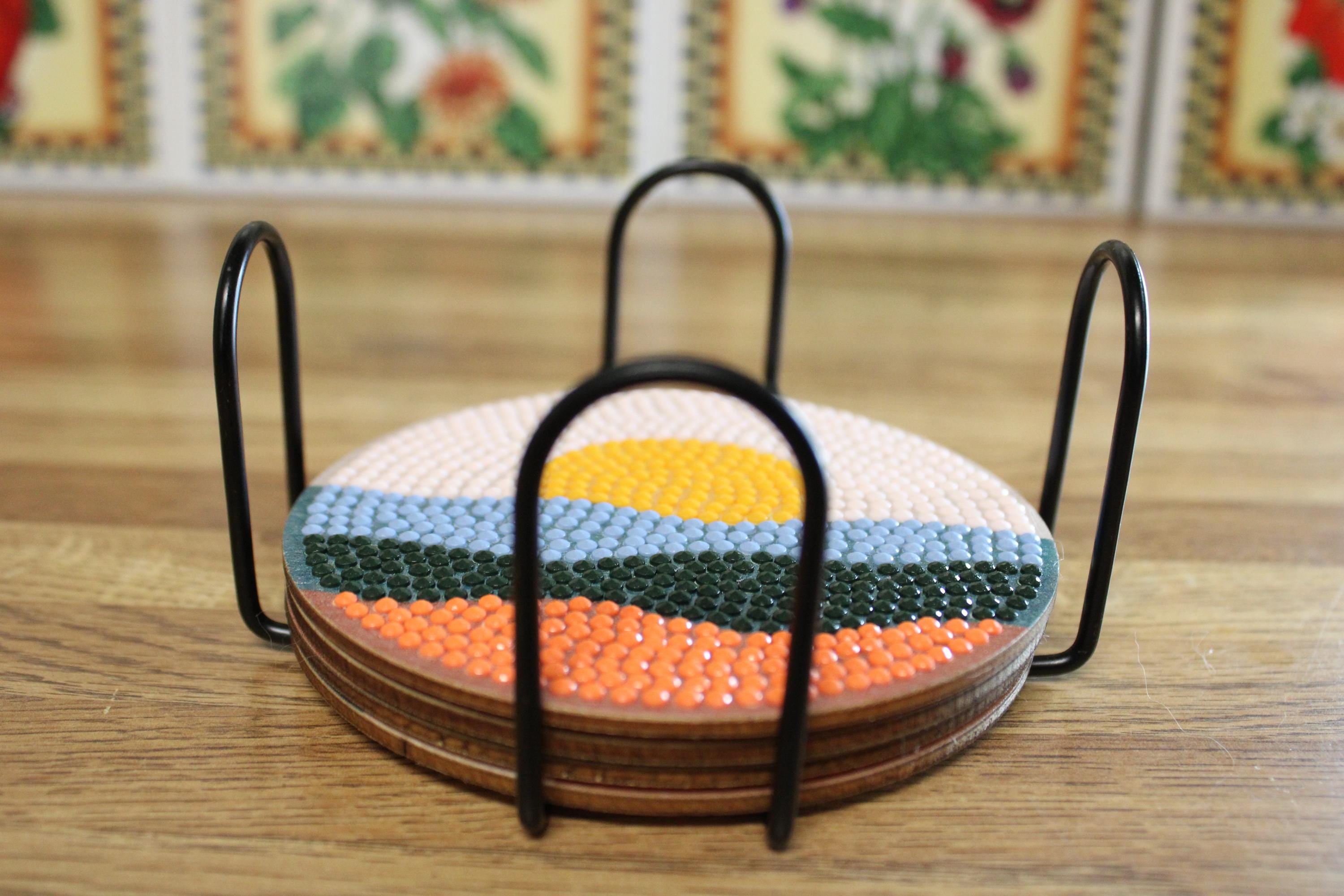 Santa Fe Desert Theme Diamond Art Drink Coaster Set | Set of 4 Coasters ...