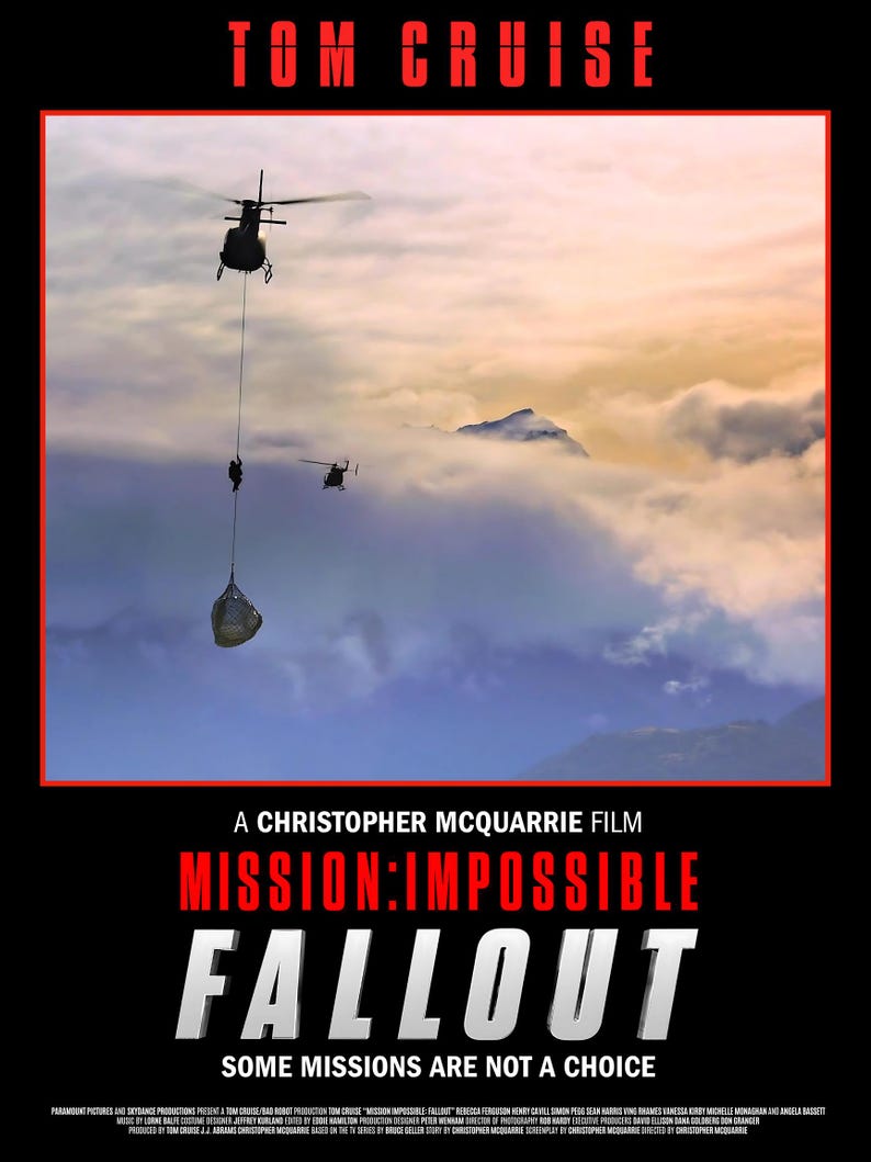 Mission Impossible Fallout Fan Art Print | Alternative Movie Posters - Etsy