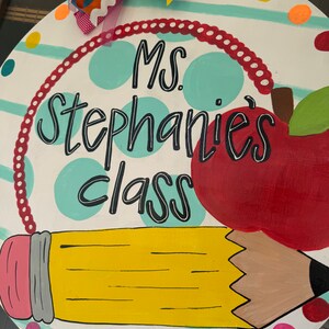 Teacher Apple Pencil Colorful Door Hanger - Etsy