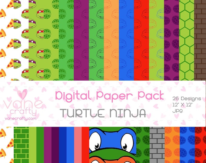 Ninja Turtle, Digital Paper Ninja Turtle, Turtle Clipart, Ninja ...