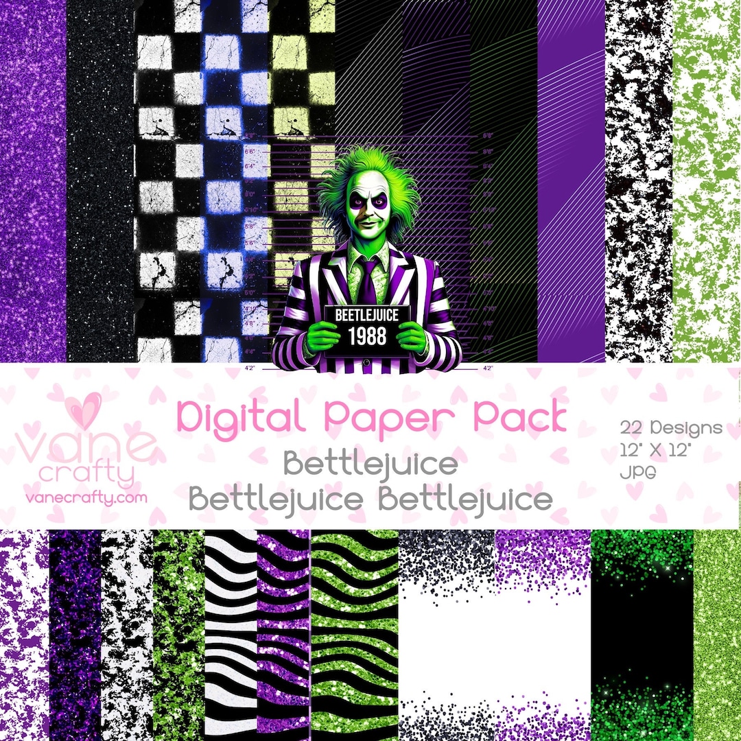 Halloween Beetlejuice Digital Paper, Beetlejuice Clipart, Halloween ...