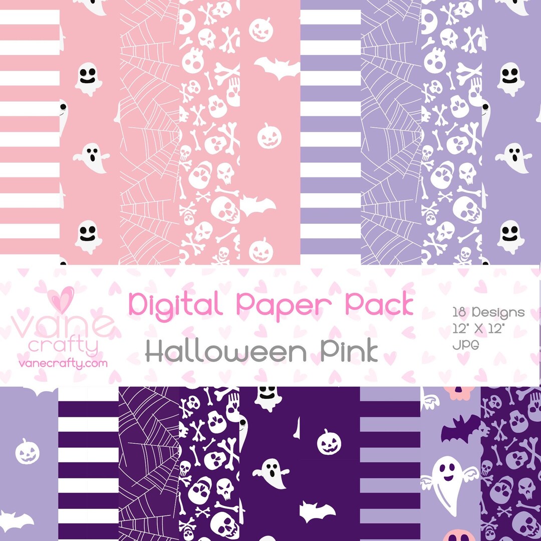 Halloween Pink Digital Paper, Halloween Clipart, Halloween Cute ...