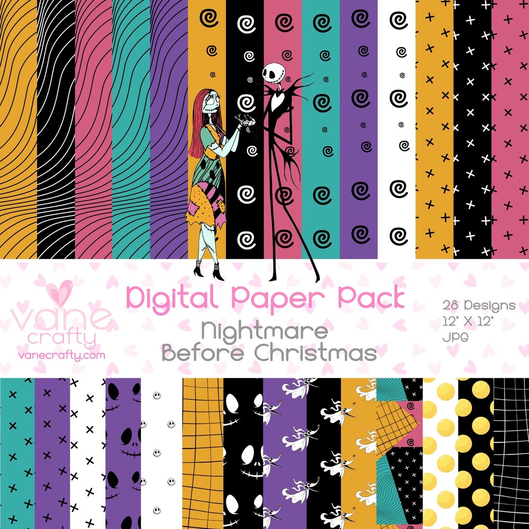 Halloween Nightmare Before Christmas Digital Paper, Clipart, Halloween ...